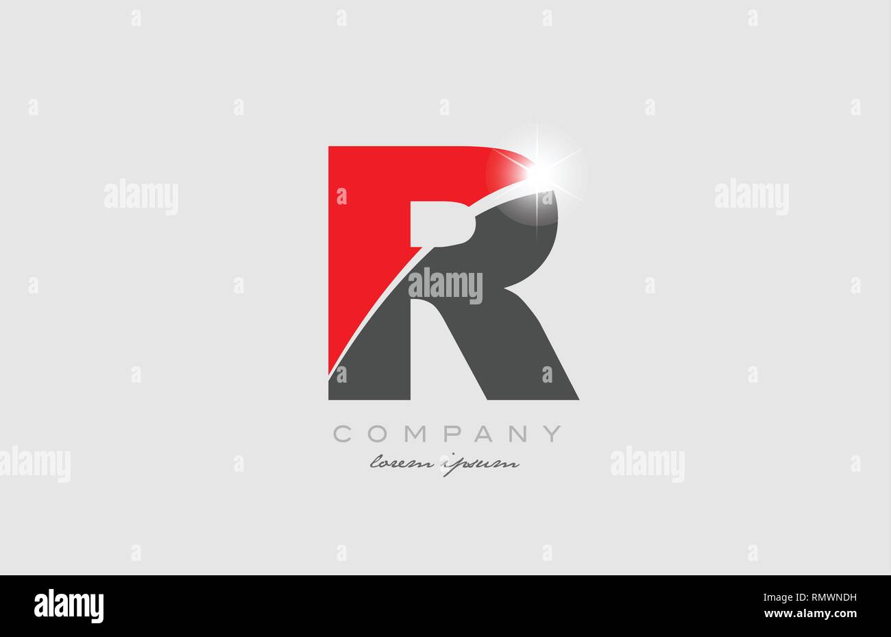 letter r in grey red color alphabet logo icon design suitable for a ...