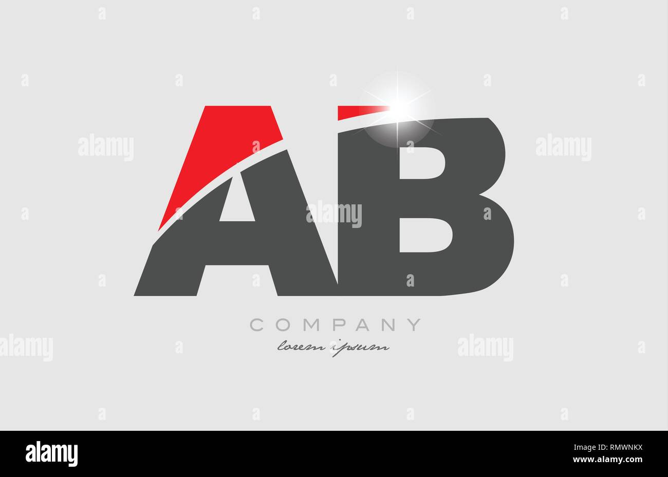 combination letter ab a b in grey red color alphabet logo icon design ...