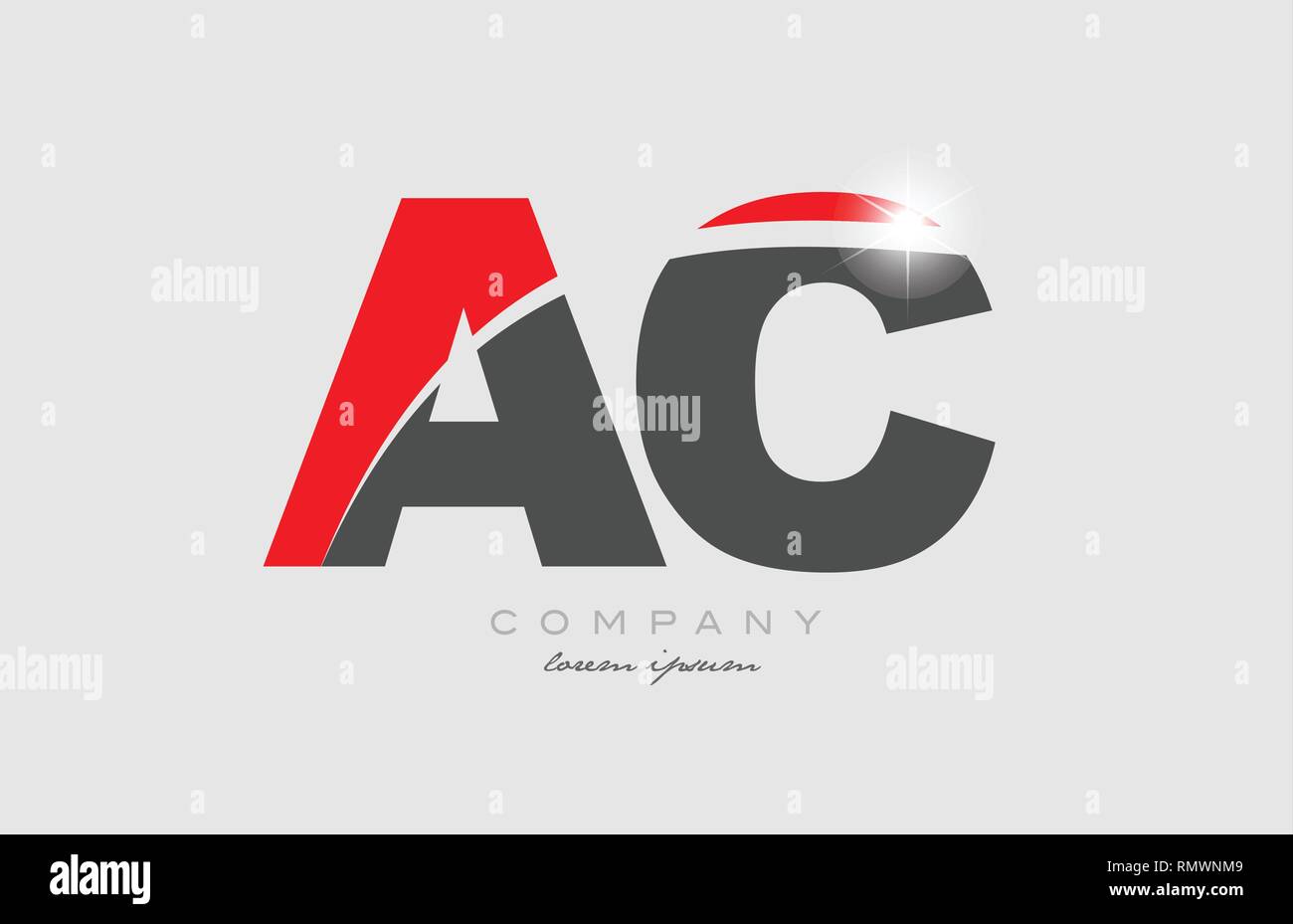 combination letter ac a c in grey red color alphabet logo icon design ...