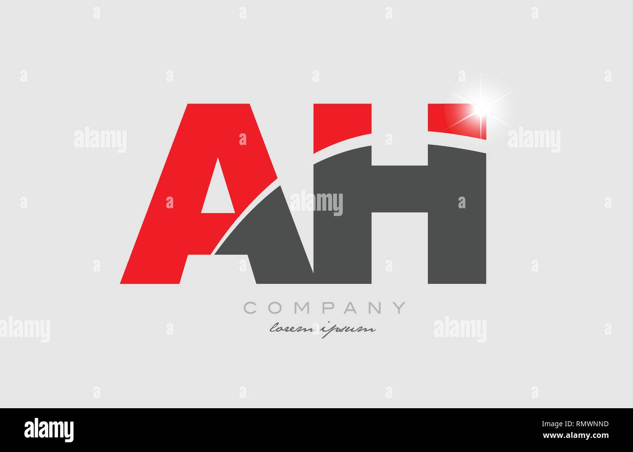 combination letter ah a h in grey red color alphabet logo icon design ...