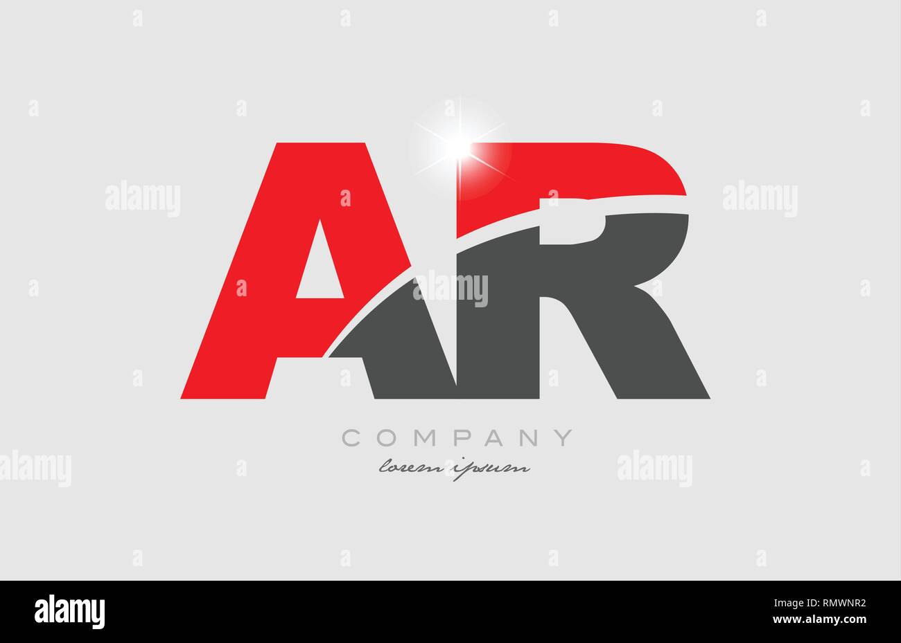 combination letter ar a r in grey red color alphabet logo icon design ...
