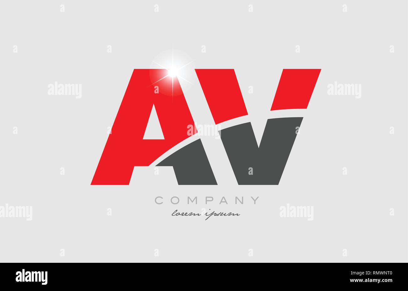 combination letter av a v in grey red color alphabet logo icon design ...