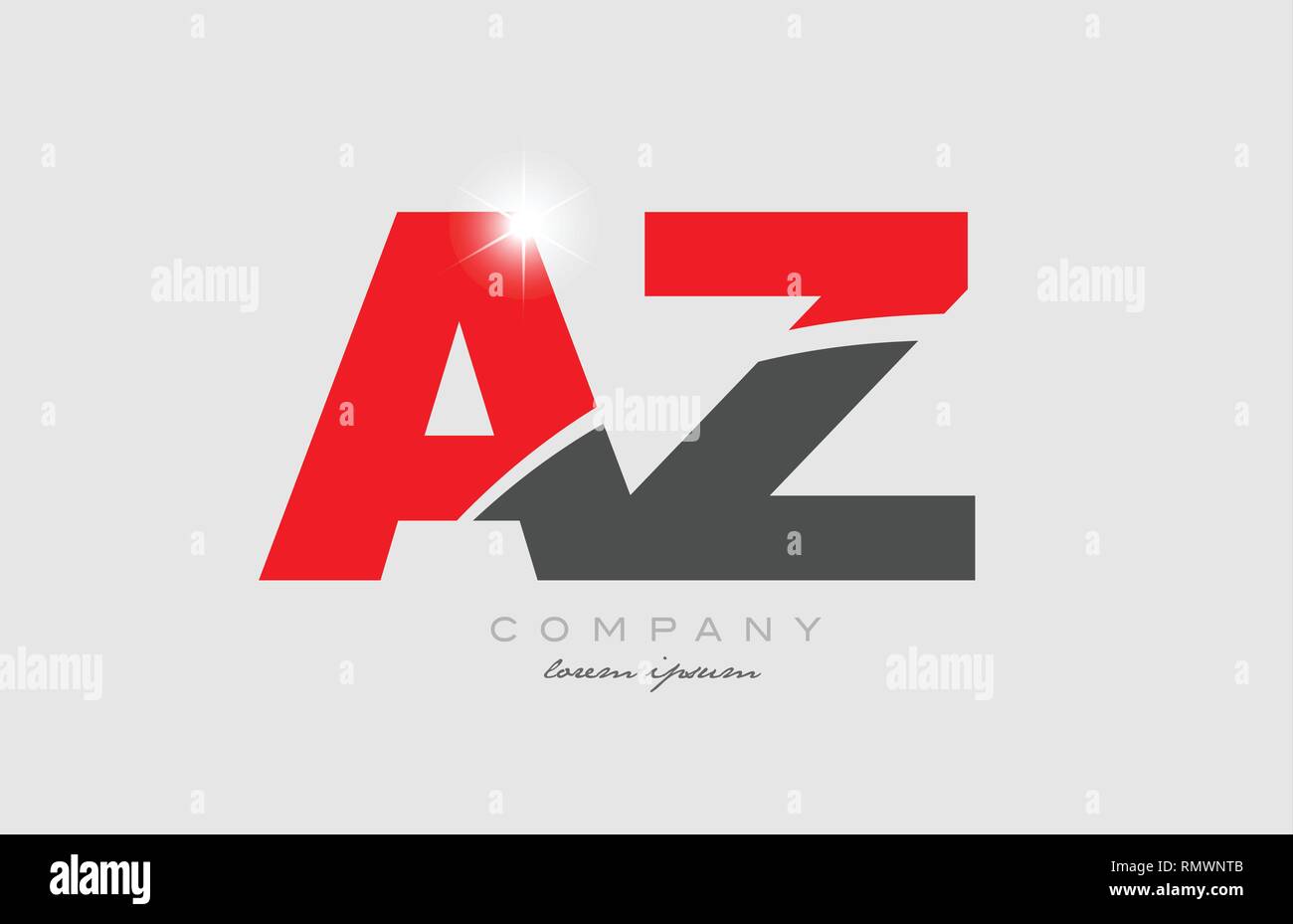 combination letter az a z in grey red color alphabet logo icon design ...