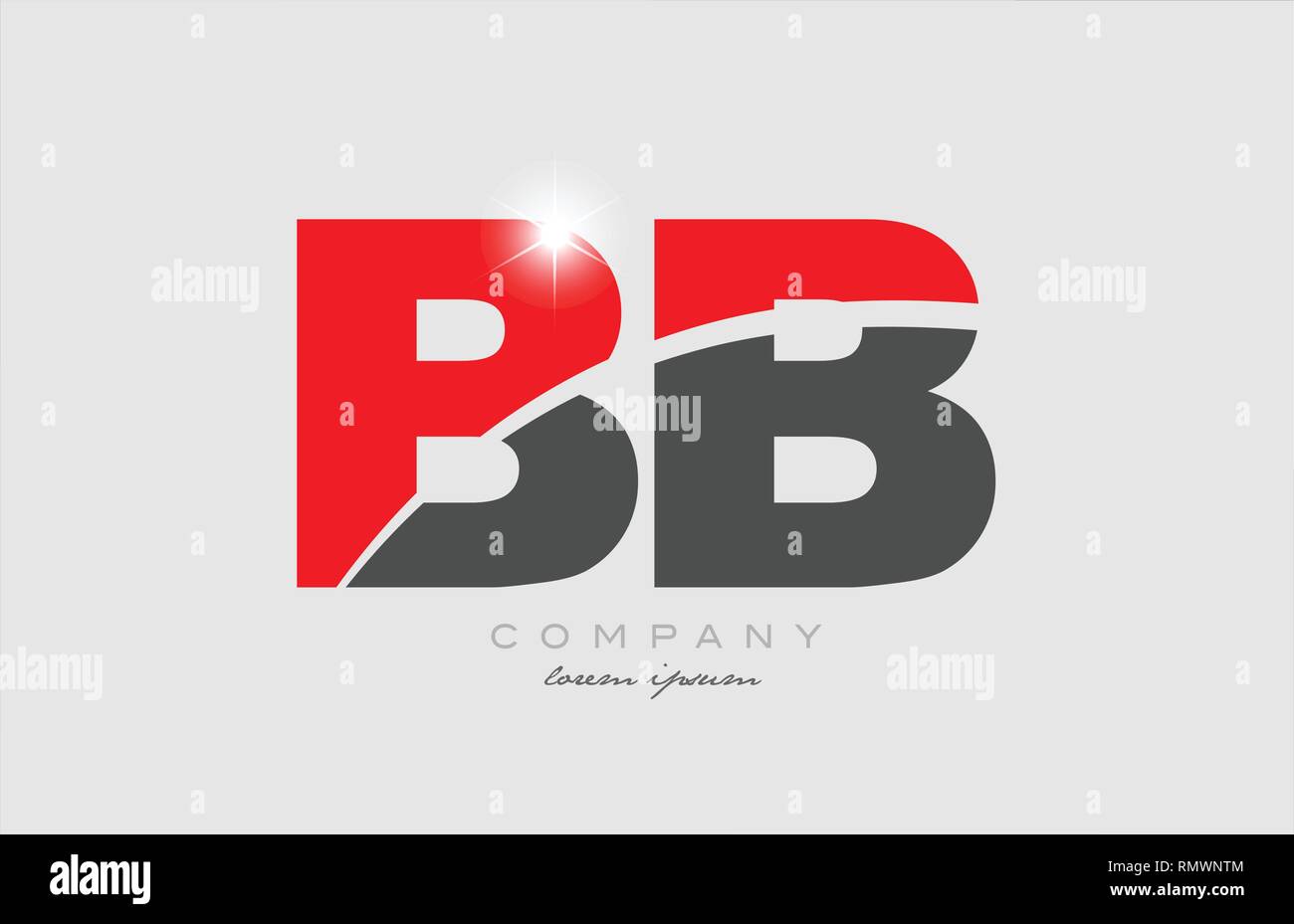 combination letter bb b b in grey red color alphabet logo icon design ...