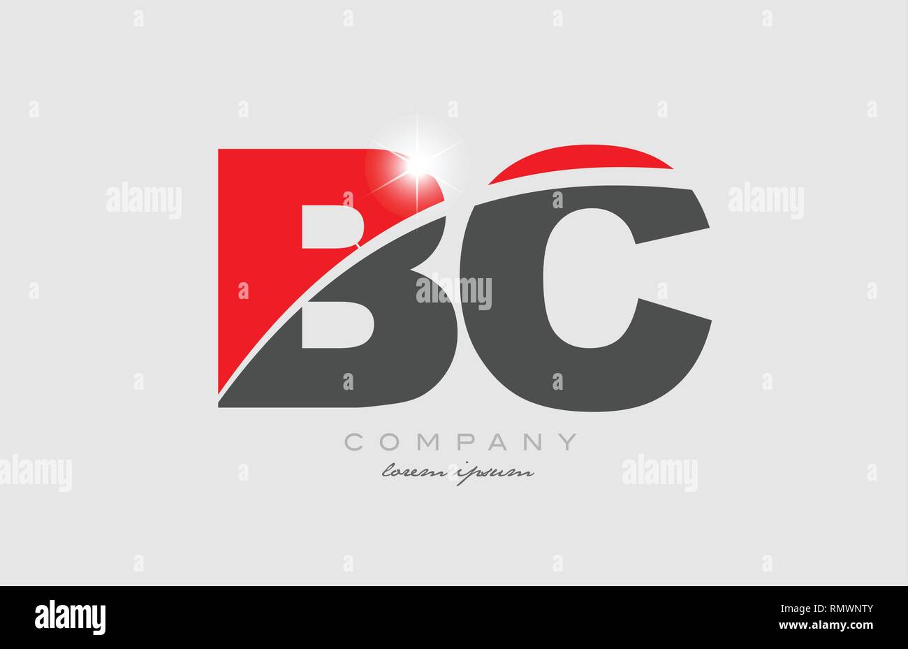 combination letter bc b c in grey red color alphabet logo icon design ...