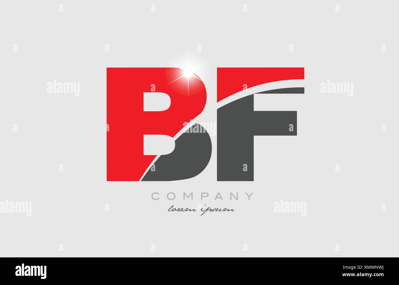 combination letter bf b f in grey red color alphabet logo icon design ...