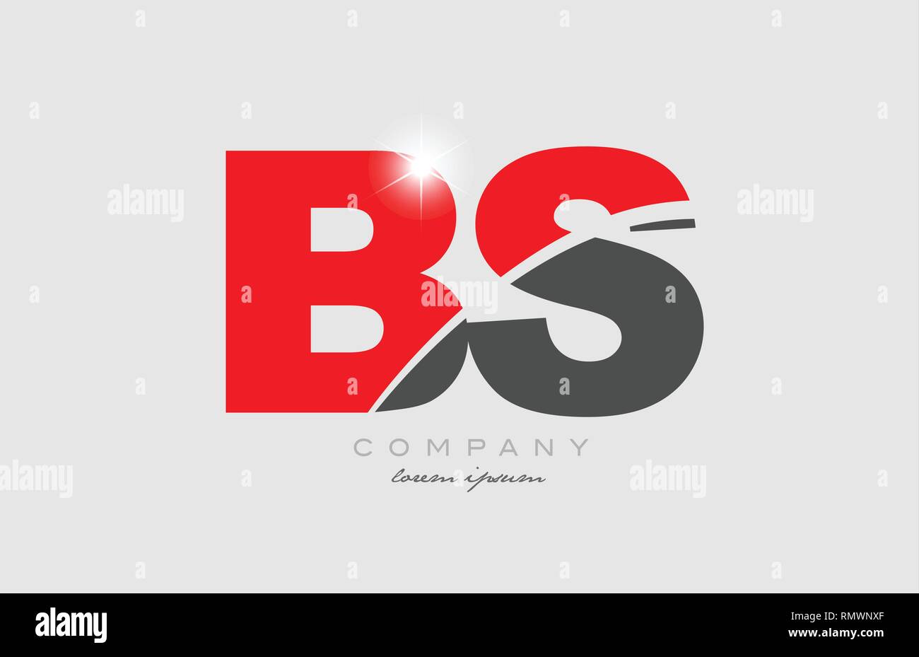 combination letter bs b s in grey red color alphabet logo icon design ...