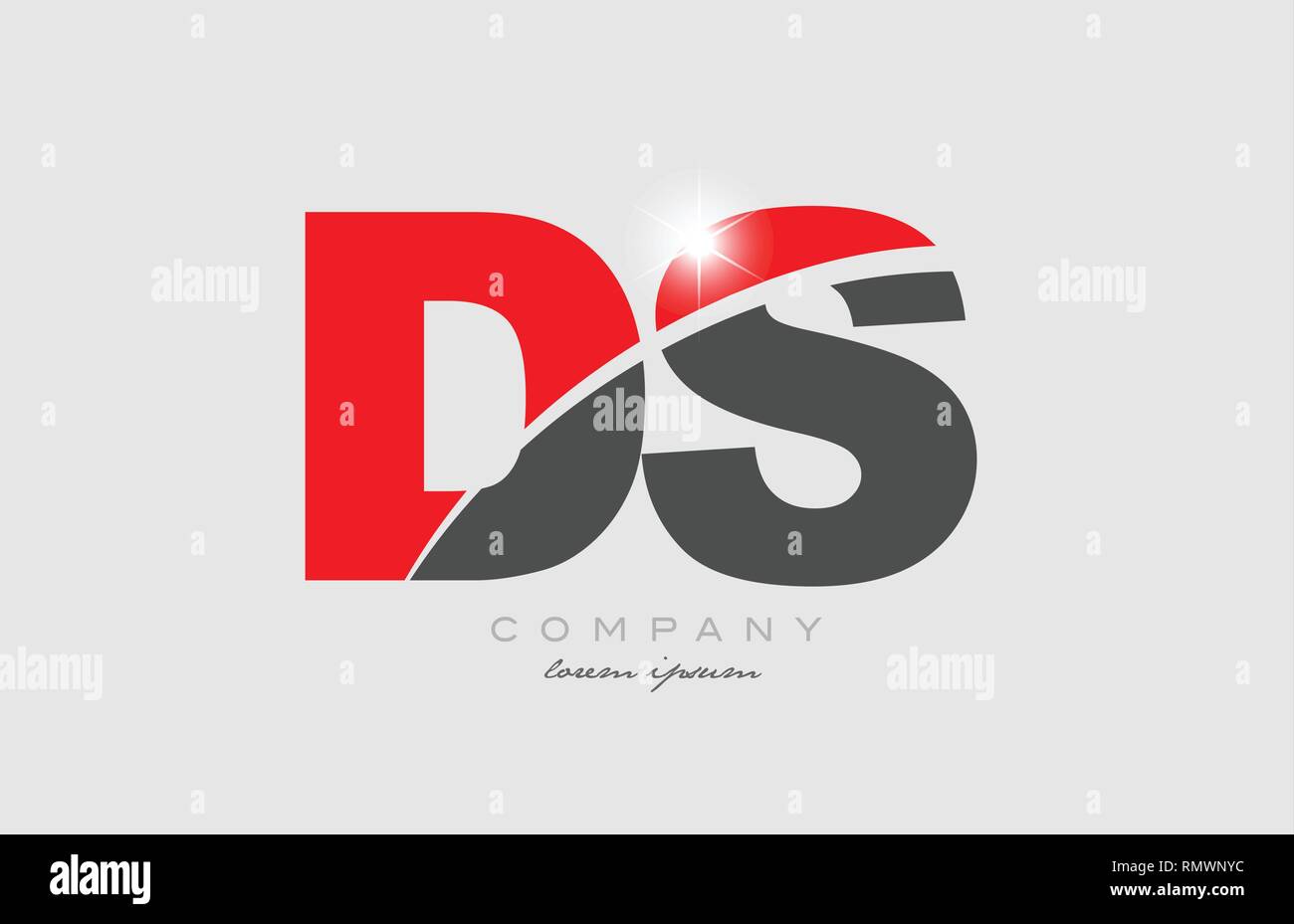 combination letter ds d s in grey red color alphabet logo icon design ...