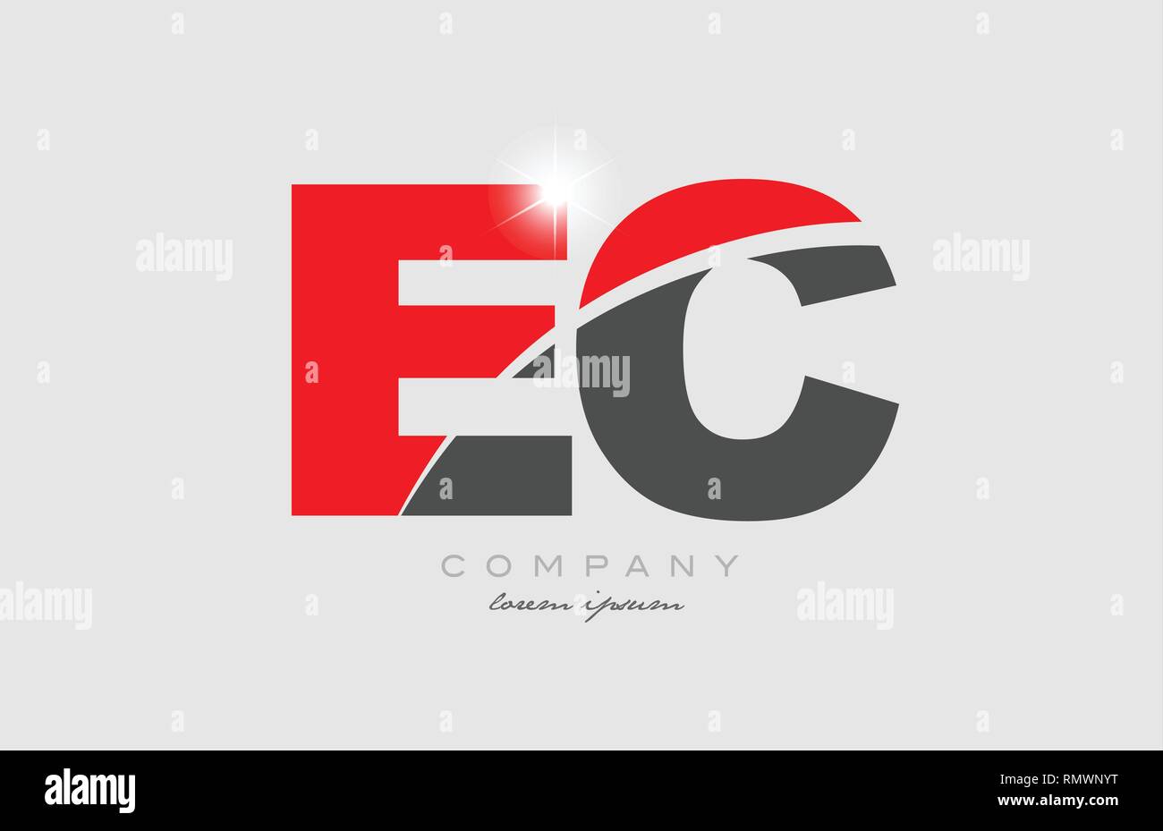 combination letter ec e c in grey red color alphabet logo icon design ...