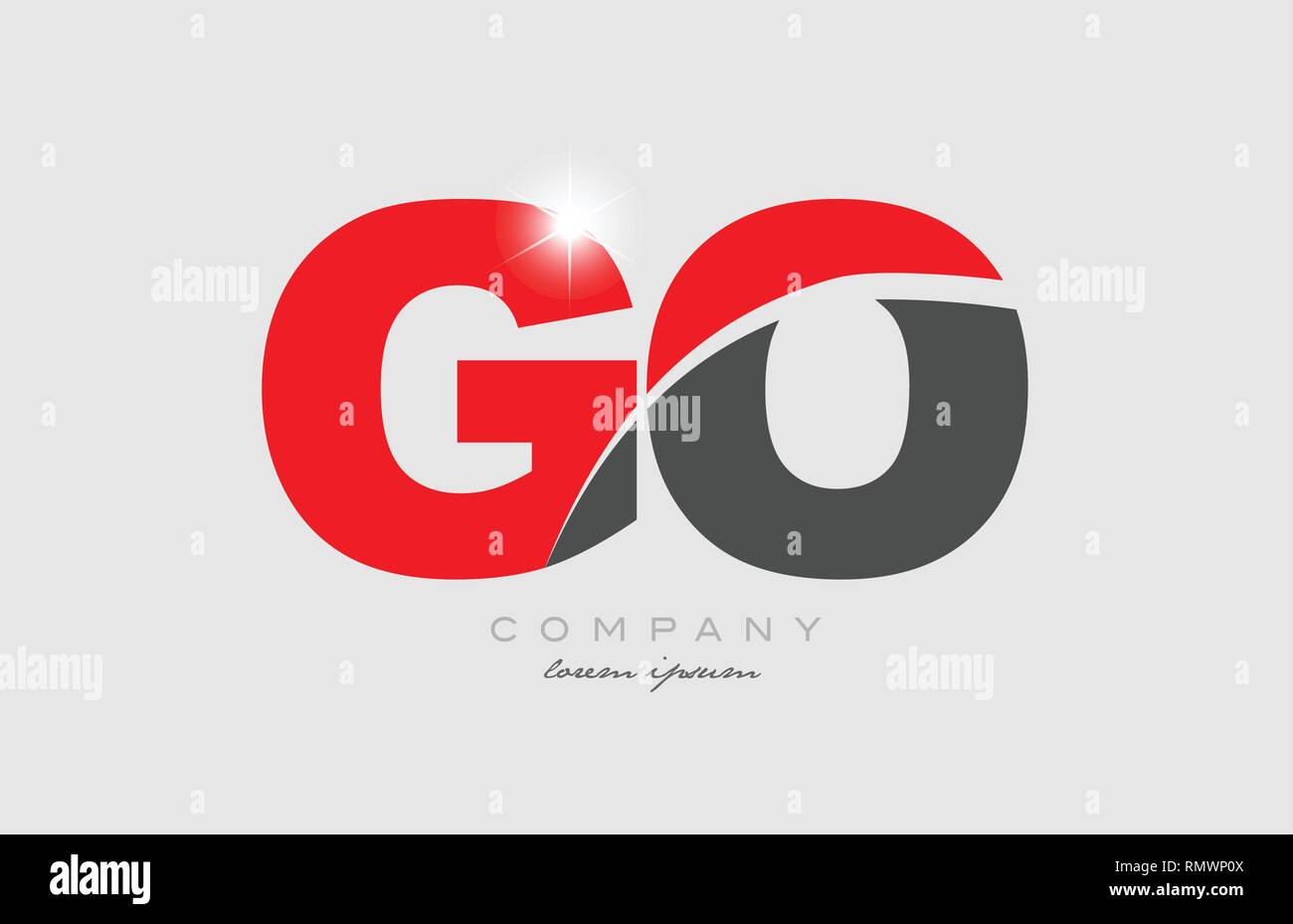 combination letter go g o in grey red color alphabet logo icon design ...