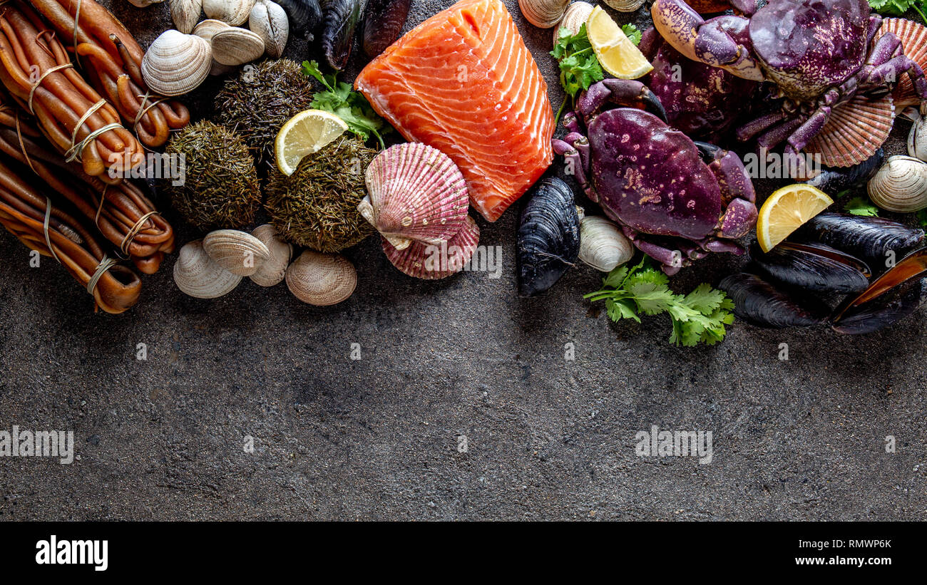PACIFIC SEAFOOD. Fresh salmon, crabs ostions clams mussels, seaweed ...