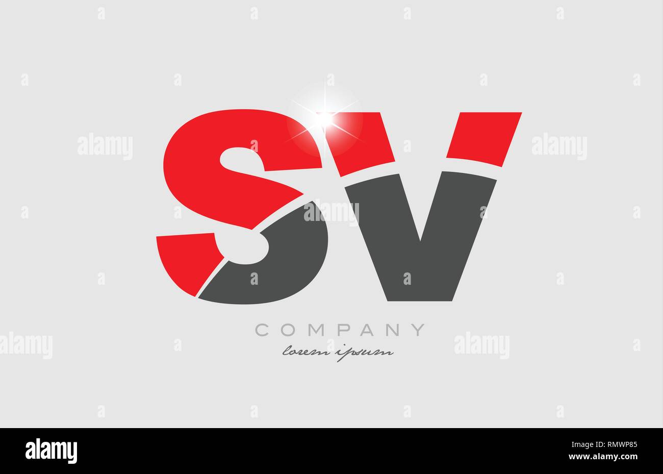 combination letter sv s v in grey red color alphabet logo icon design ...