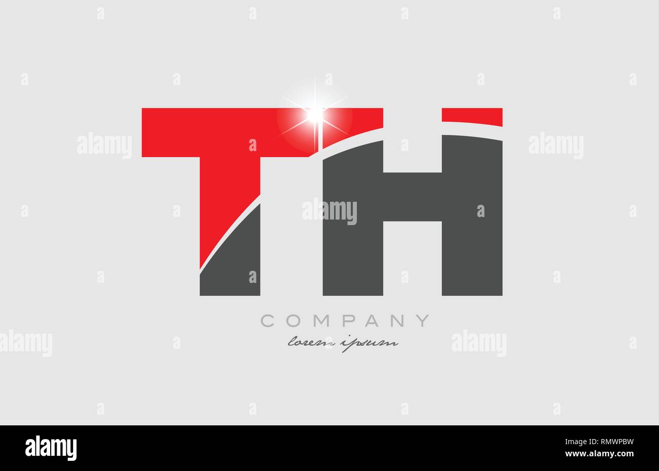 combination letter th t h in grey red color alphabet logo icon design ...