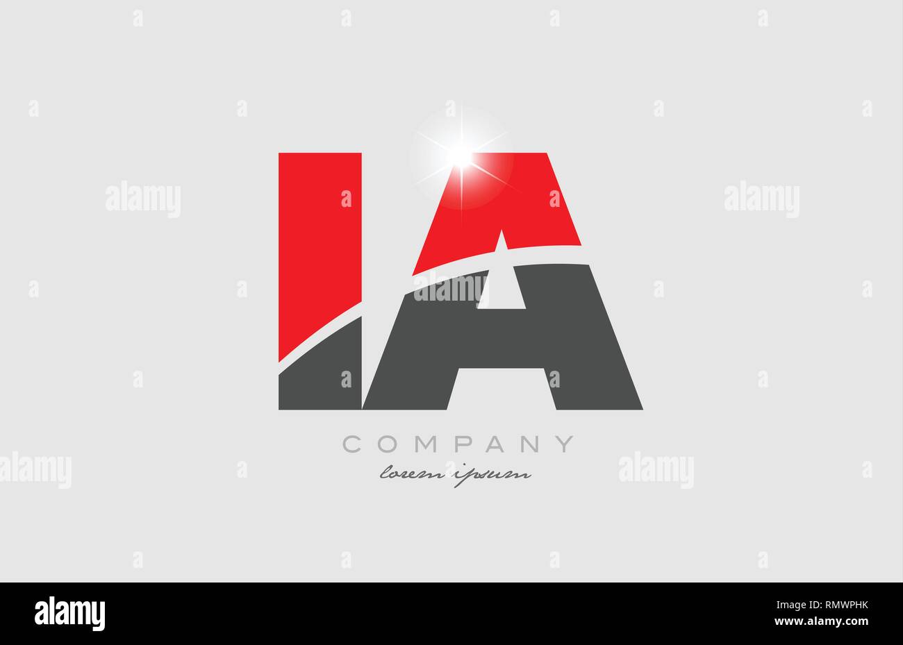 combination letter ia i a in grey red color alphabet logo icon design ...