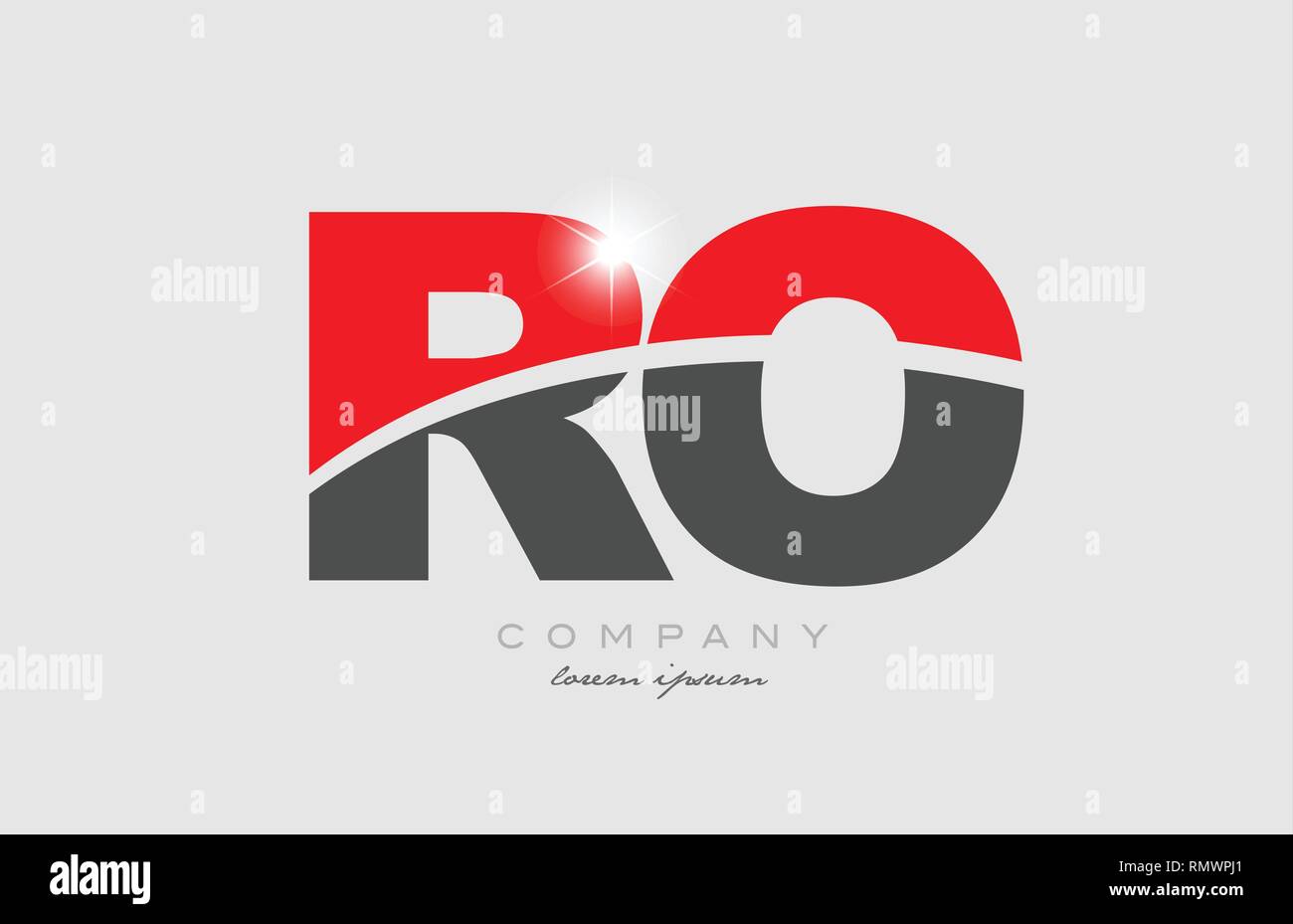 combination letter ro r o in grey red color alphabet logo icon design ...