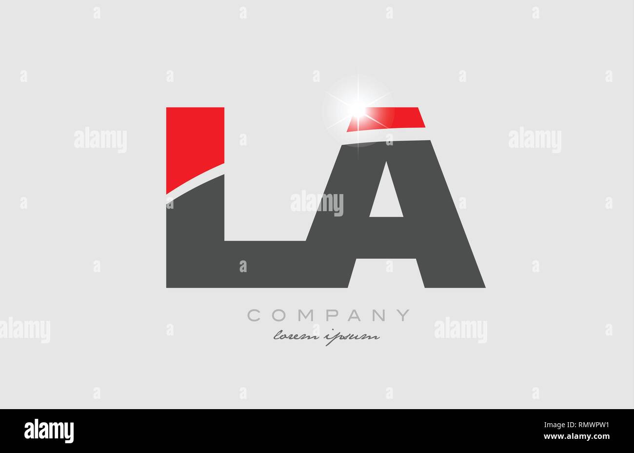 combination letter la l a in grey red color alphabet logo icon design ...