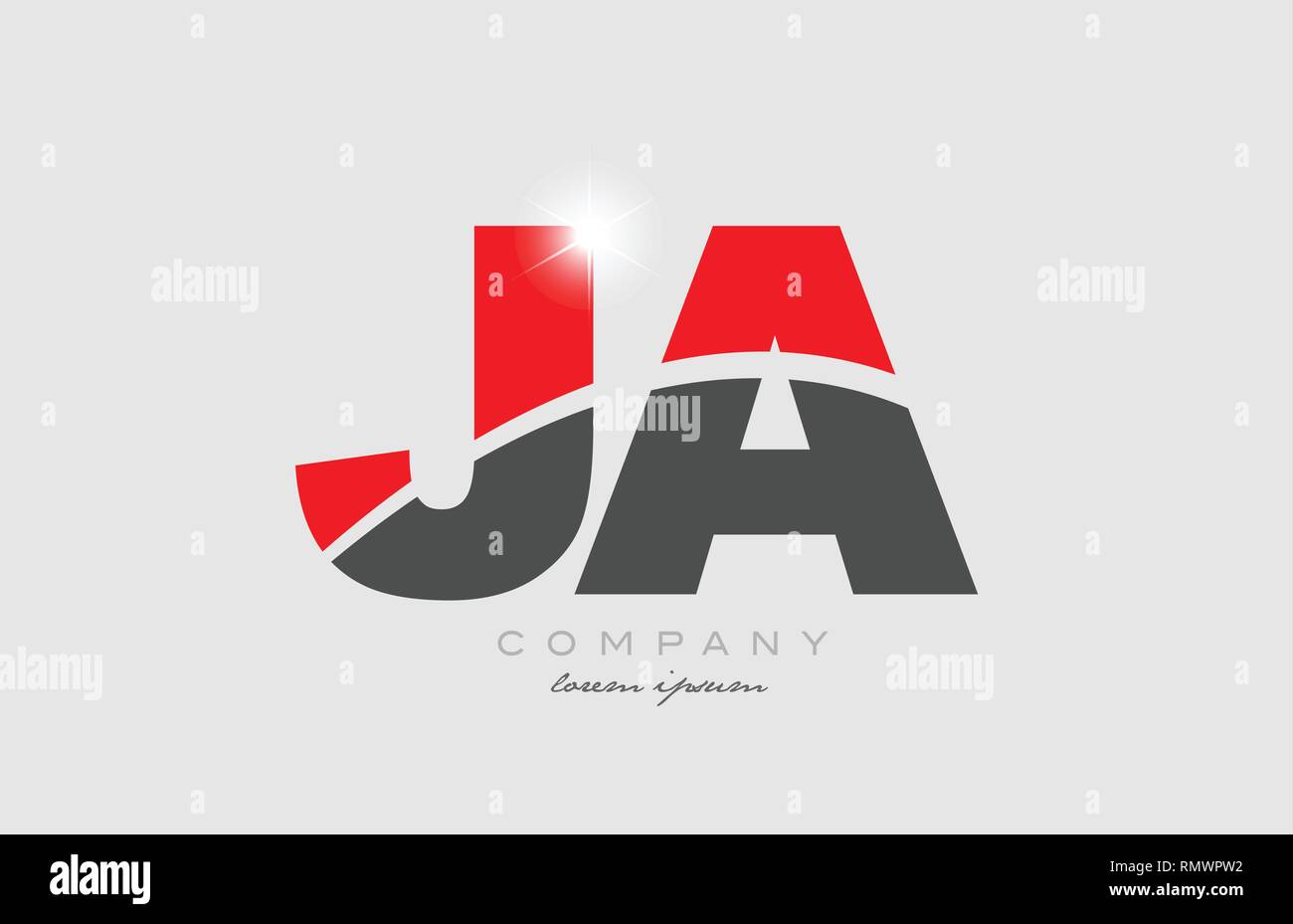 combination letter ja j a in grey red color alphabet logo icon design ...