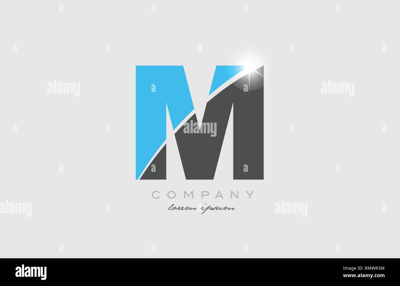 letter m in grey blue color alphabet logo icon design suitable for a ...