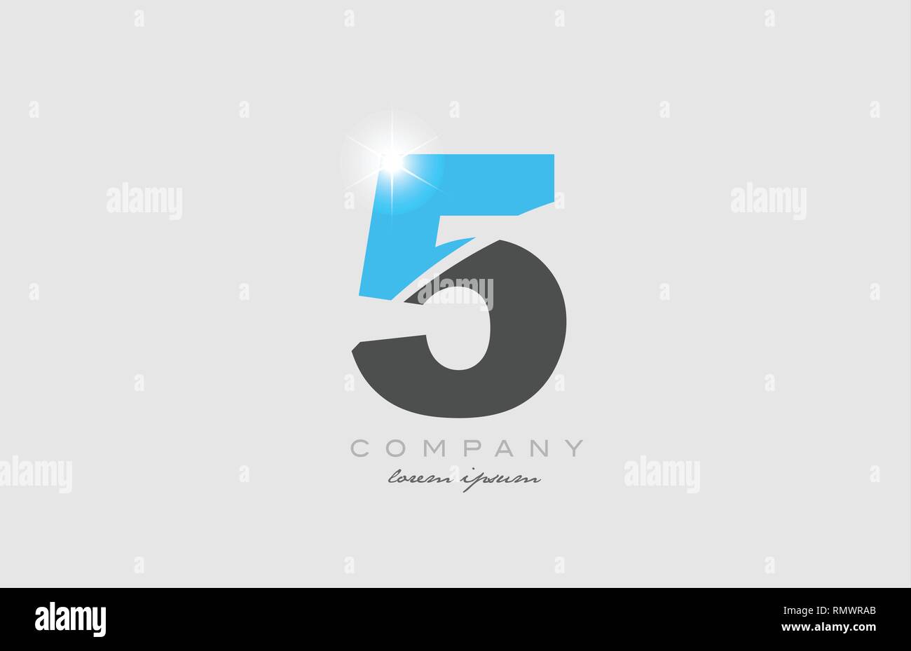 number 5 in grey blue color logo icon design suitable for a company or ...