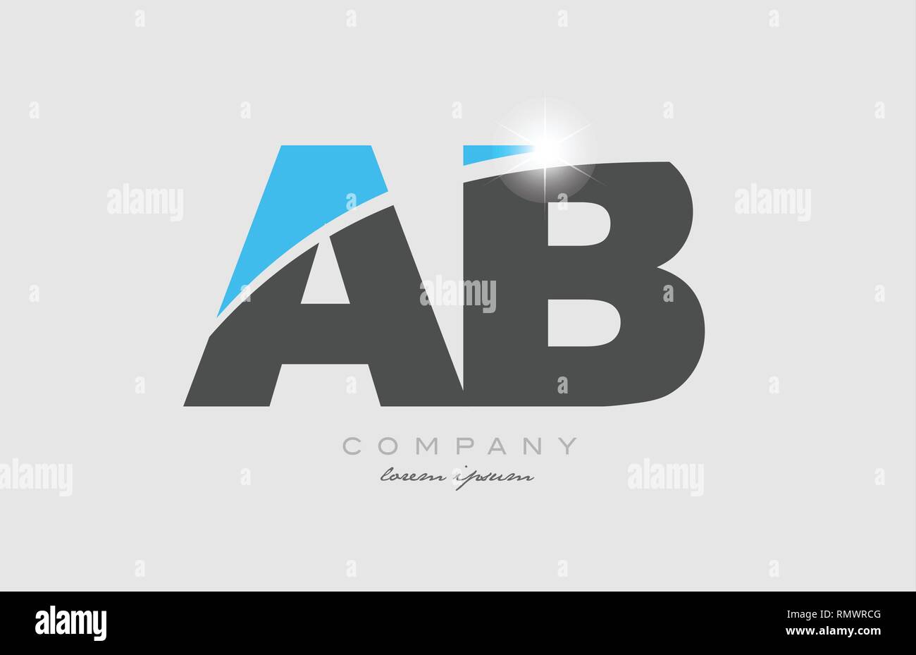 combination letter ab a b in grey blue color alphabet logo icon design ...