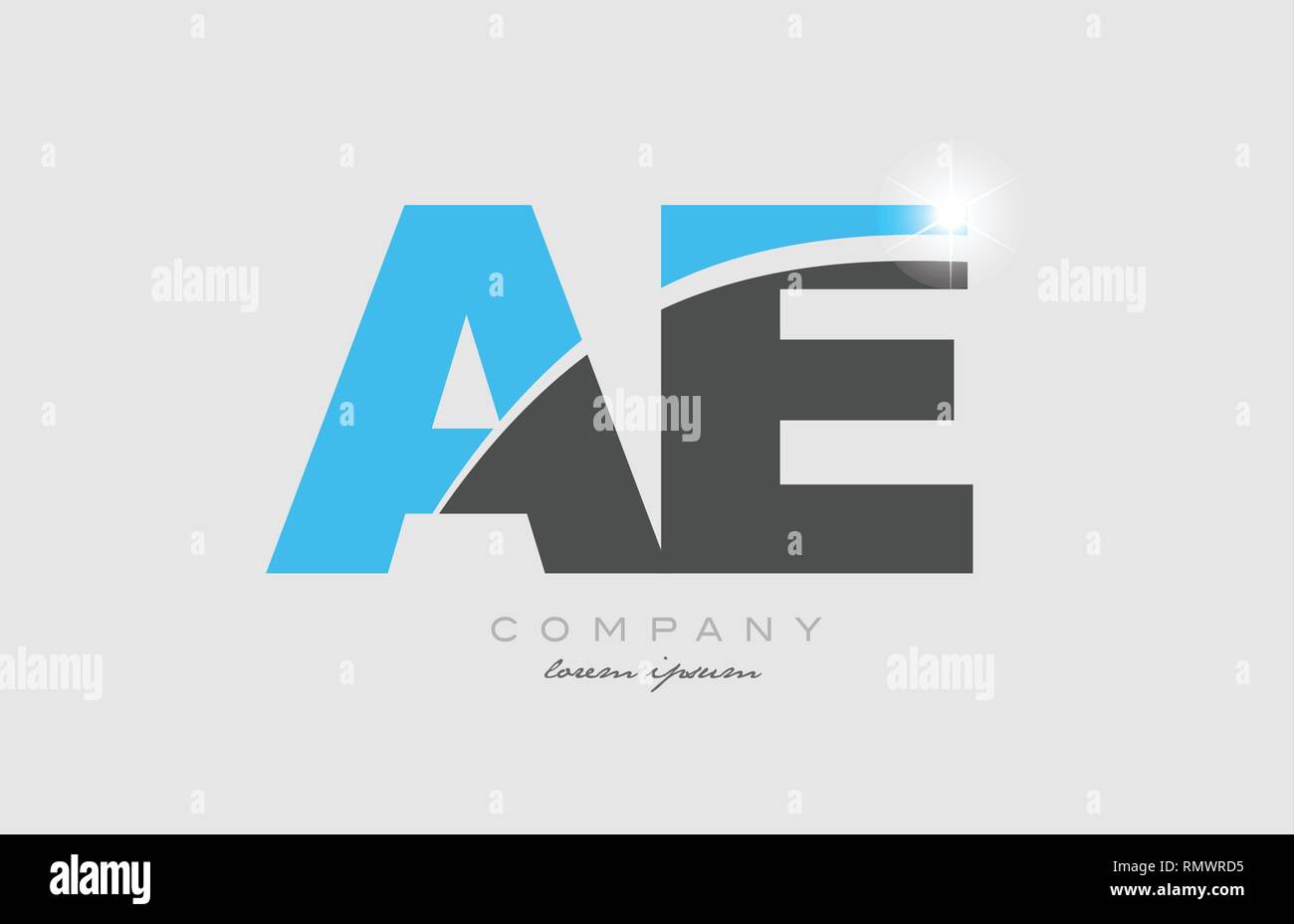combination letter ae a e in grey blue color alphabet logo icon design ...
