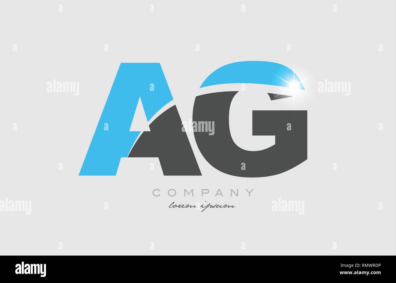 combination letter ag a g in grey blue color alphabet logo icon design ...