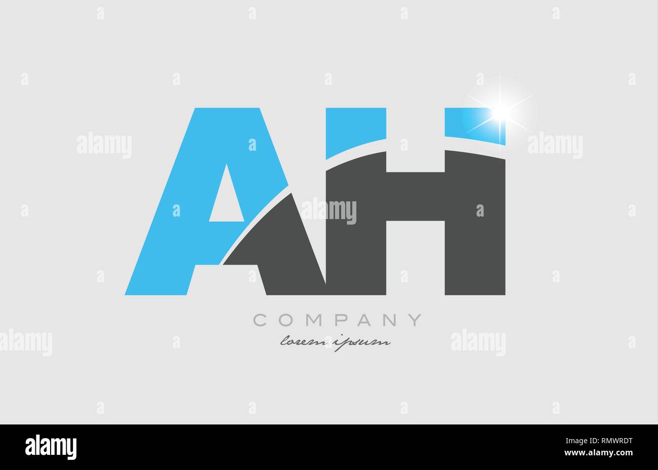 combination letter ah a h in grey blue color alphabet logo icon design ...