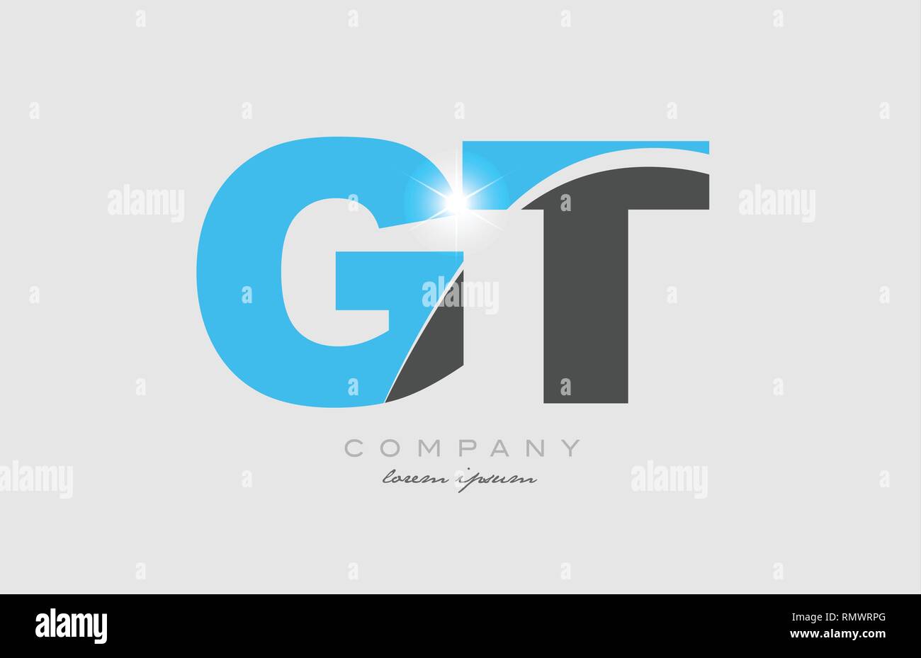 combination letter gt g t in grey blue color alphabet logo icon design ...