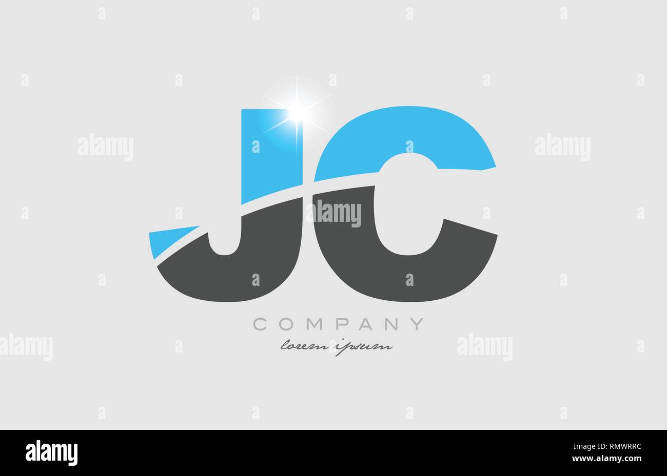 combination letter jc j c in grey blue color alphabet logo icon design ...