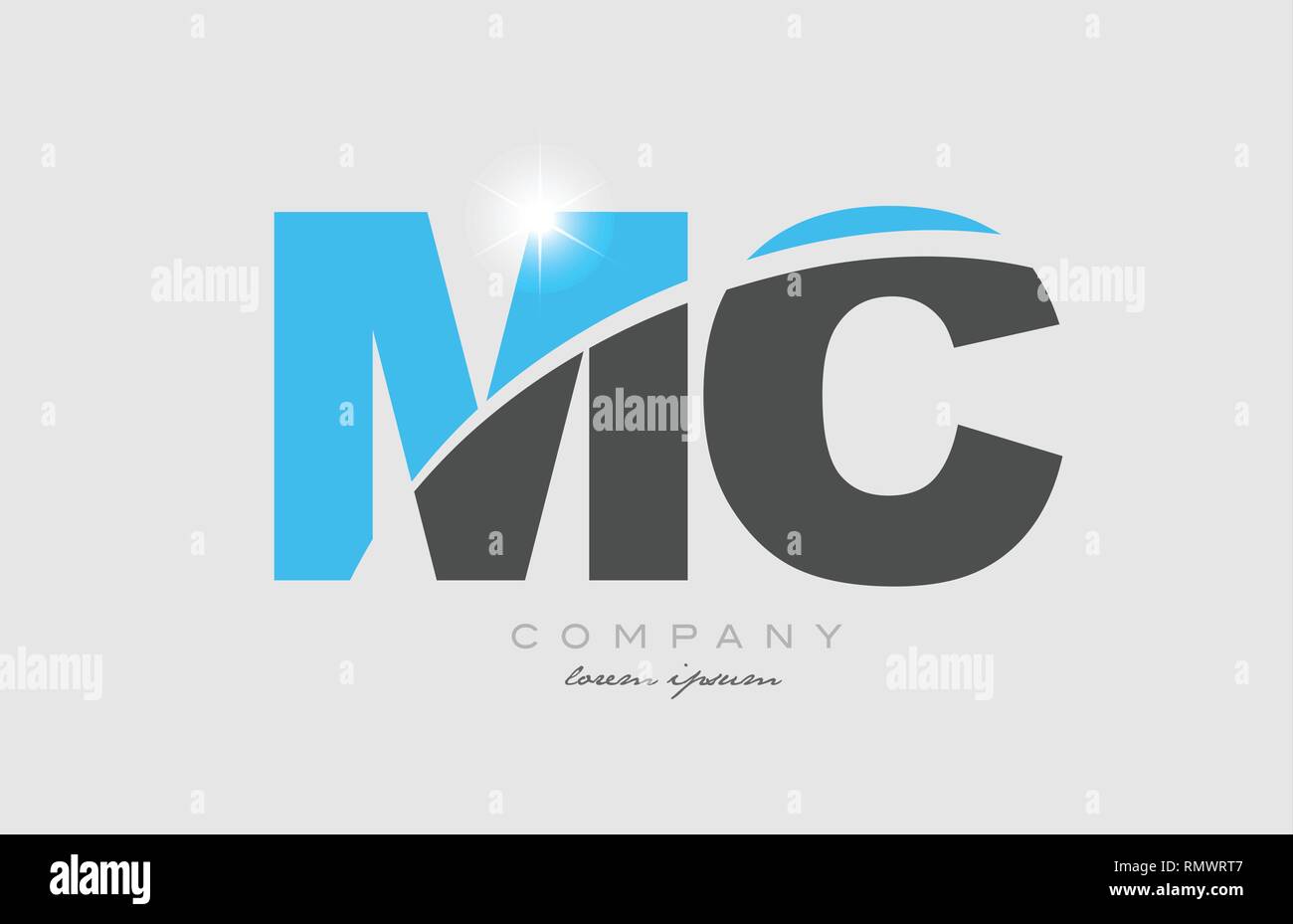 combination letter mc m c in grey blue color alphabet logo icon design ...
