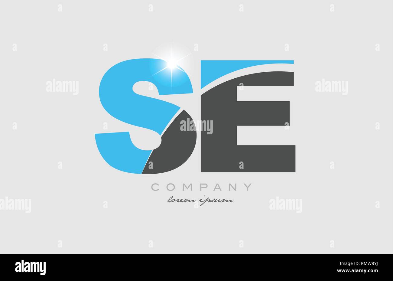combination letter se s e in grey blue color alphabet logo icon design ...
