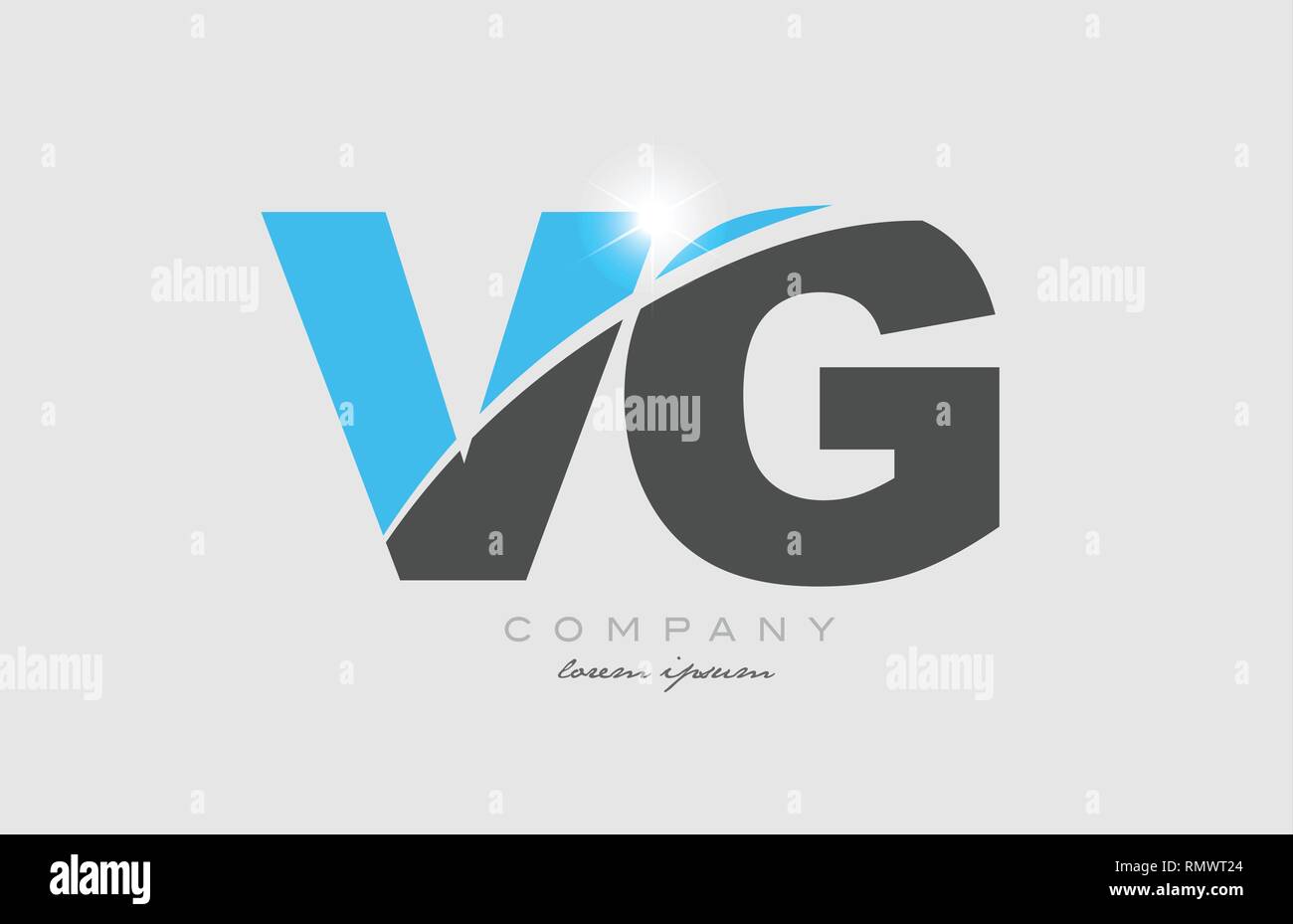 combination letter vg v g in grey blue color alphabet logo icon design ...