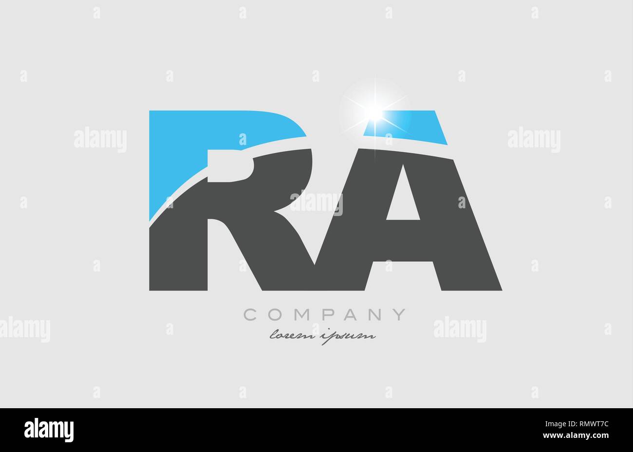 combination letter ra r a in grey blue color alphabet logo icon design ...