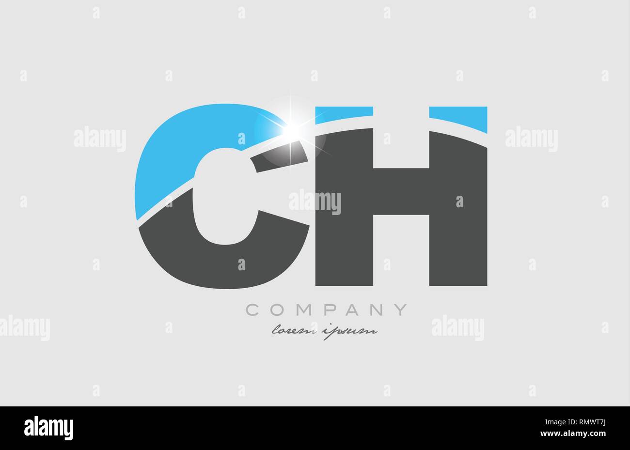 combination letter ch c h in grey blue color alphabet logo icon design ...
