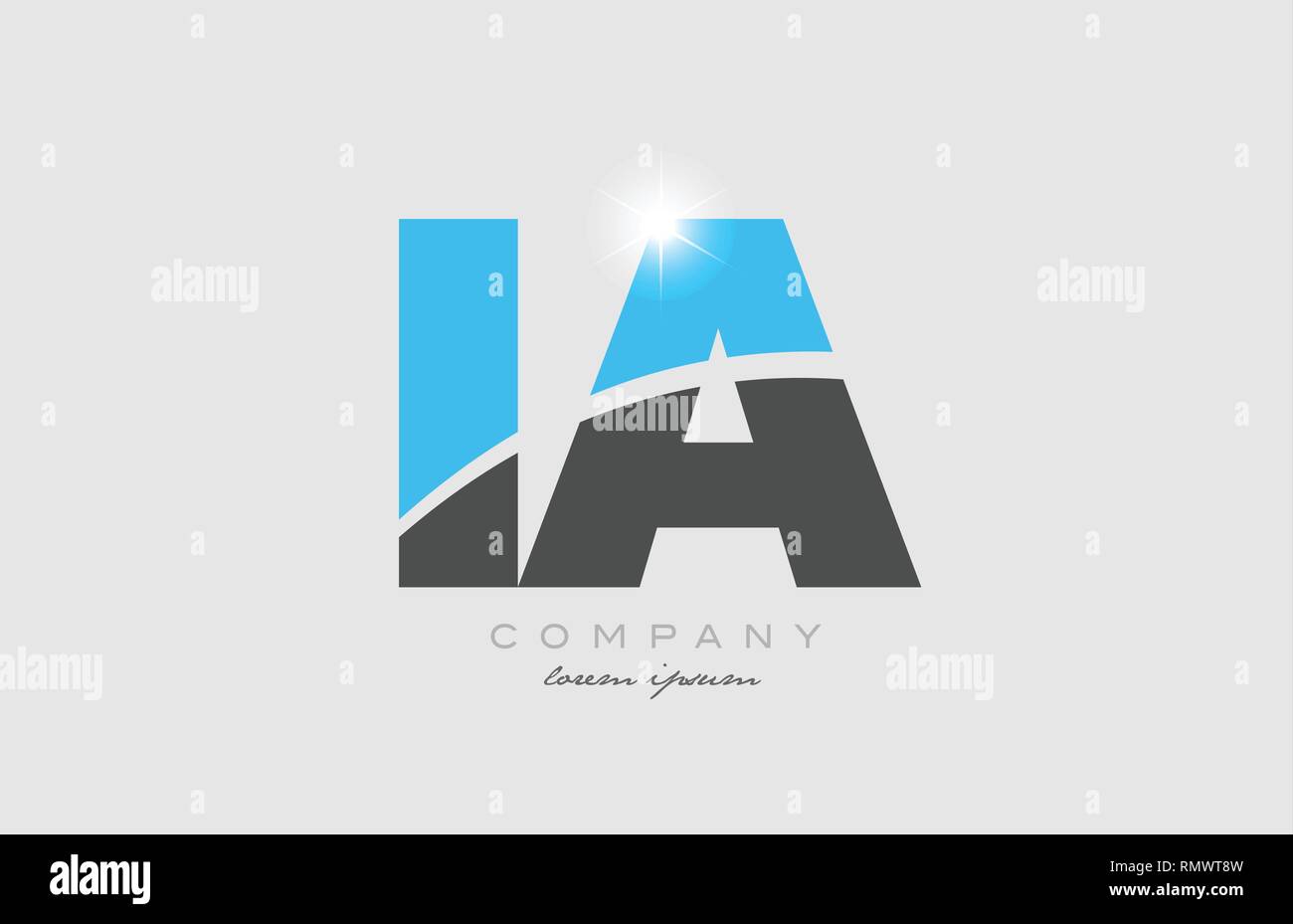 combination letter ia i a in grey blue color alphabet logo icon design ...