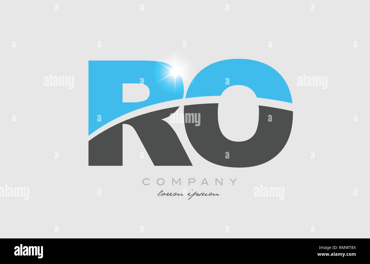 combination letter ro r o in grey blue color alphabet logo icon design ...