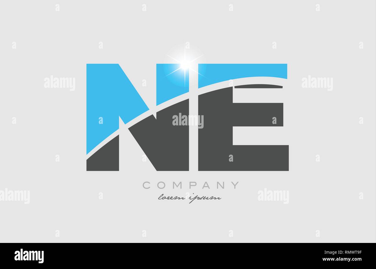 combination letter ne n e in grey blue color alphabet logo icon design ...