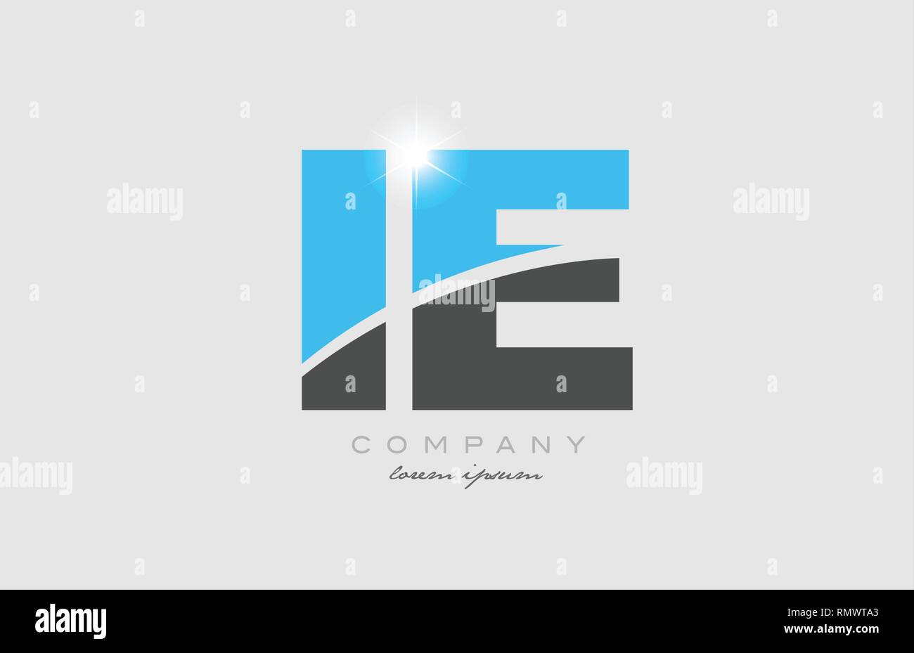 combination letter ie i e in grey blue color alphabet logo icon design ...