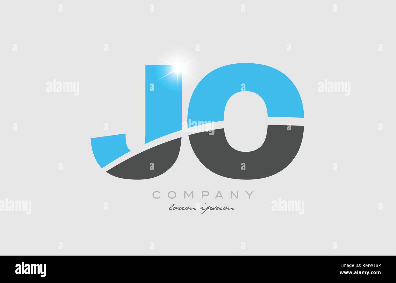 combination letter jo j o in grey blue color alphabet logo icon design ...