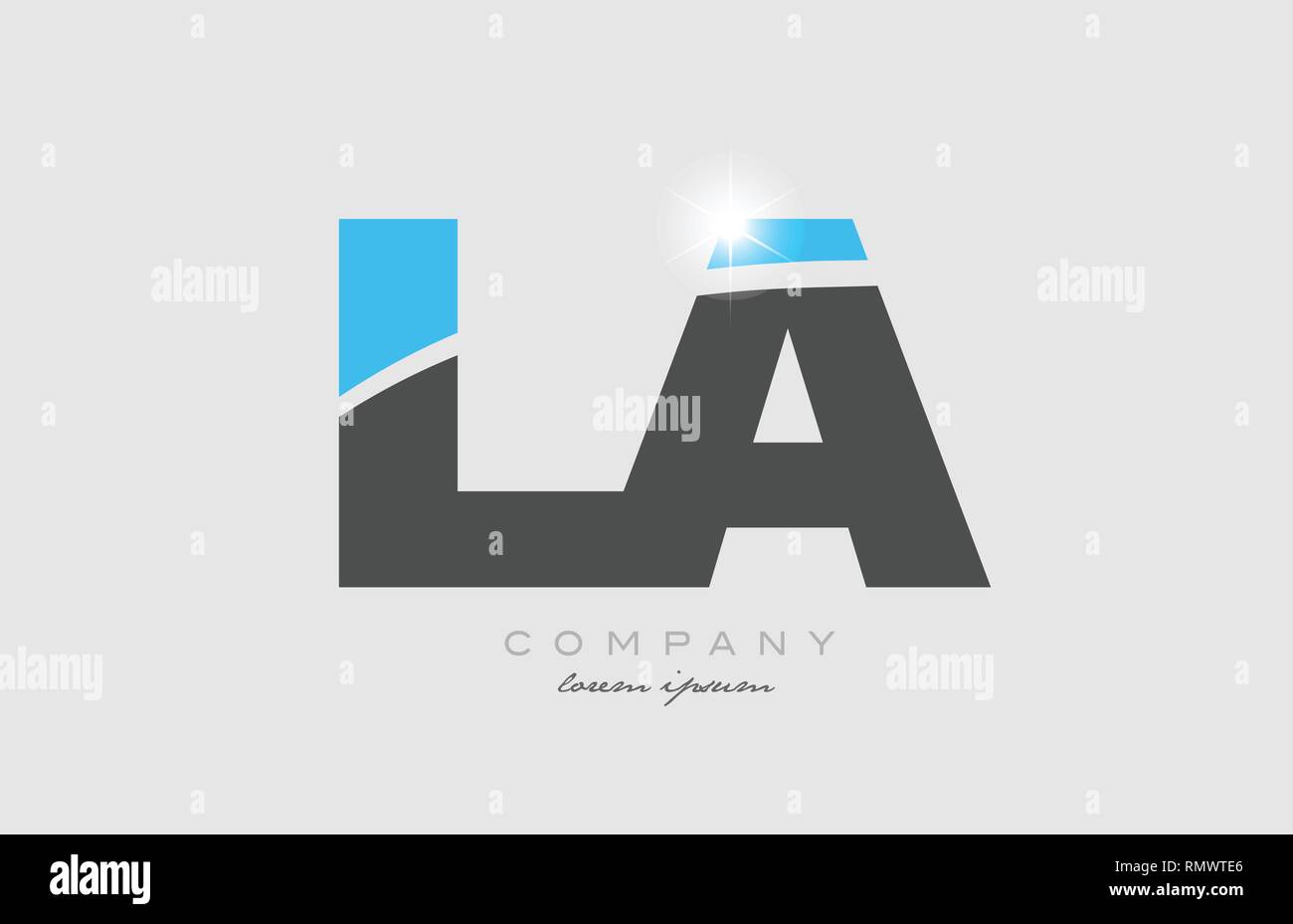 combination letter la l a in grey blue color alphabet logo icon design ...
