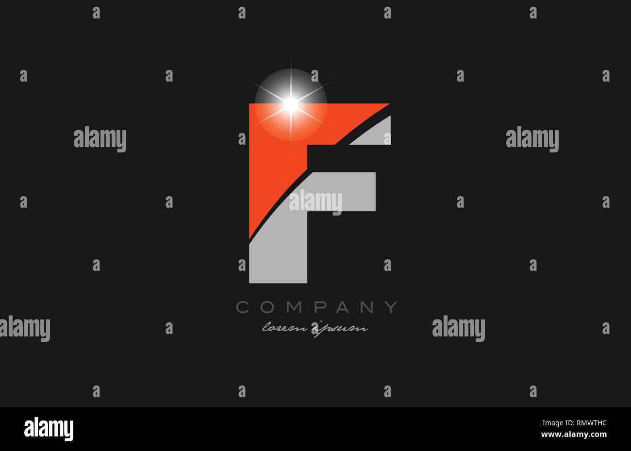 letter f in grey orange color alphabet logo icon design suitable for a ...