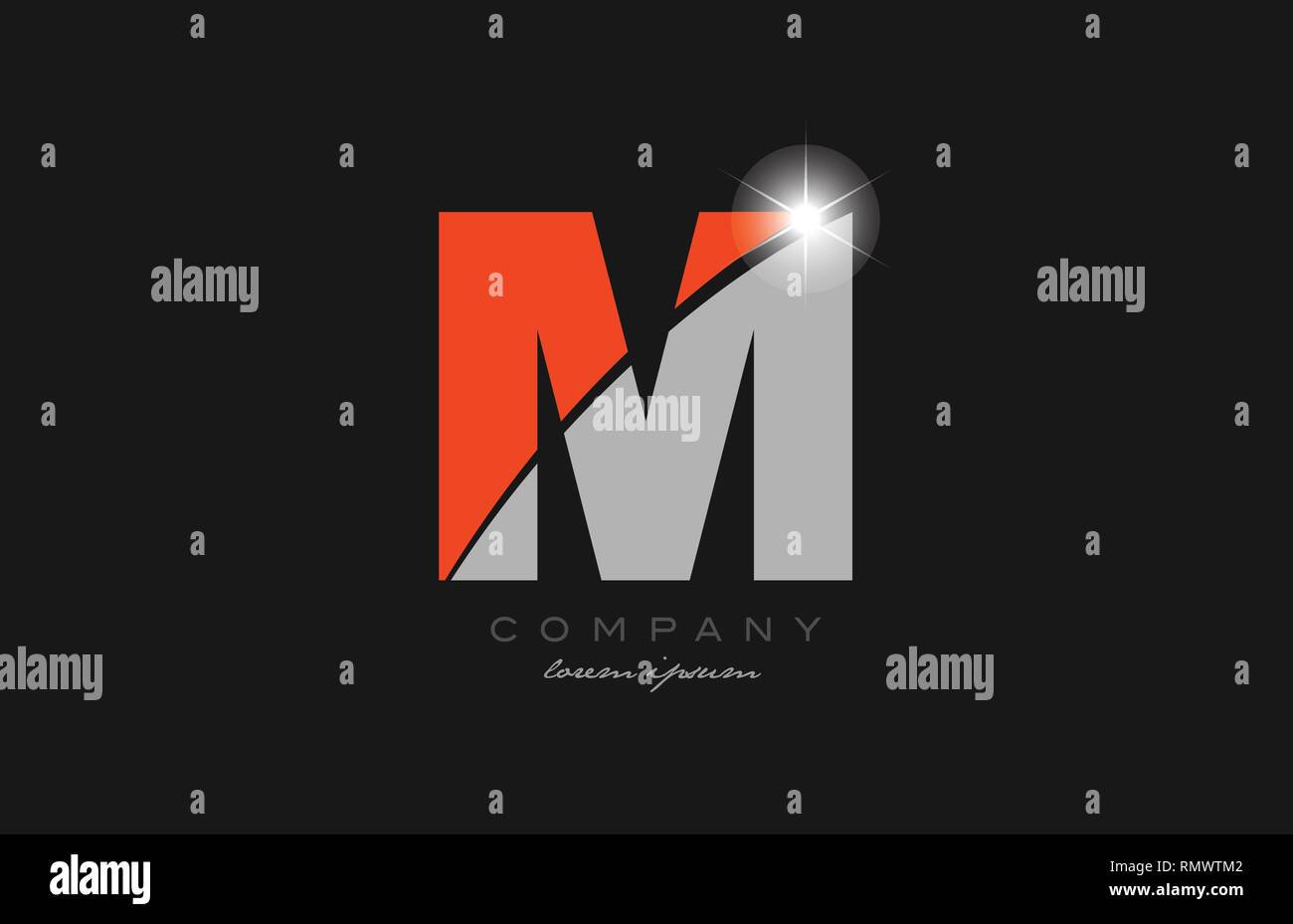 letter m in grey orange color alphabet logo icon design suitable for a ...