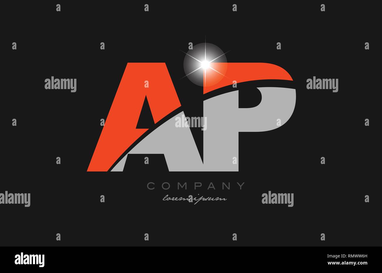 combination letter ap ap in grey orange color alphabet logo icon design ...