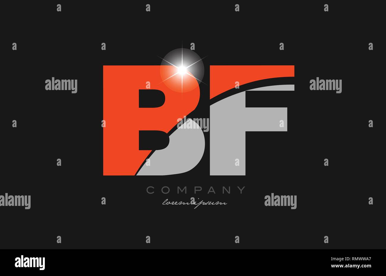 combination letter bf b f in grey orange color alphabet logo icon ...