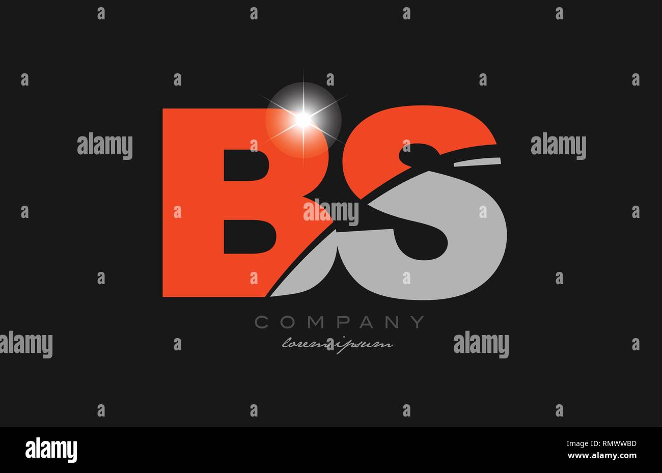 combination letter bs b s in grey orange color alphabet logo icon ...