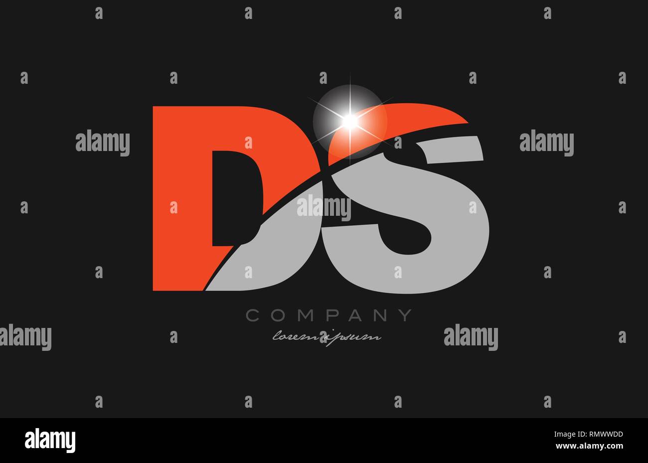 combination letter ds d s in grey orange color alphabet logo icon ...
