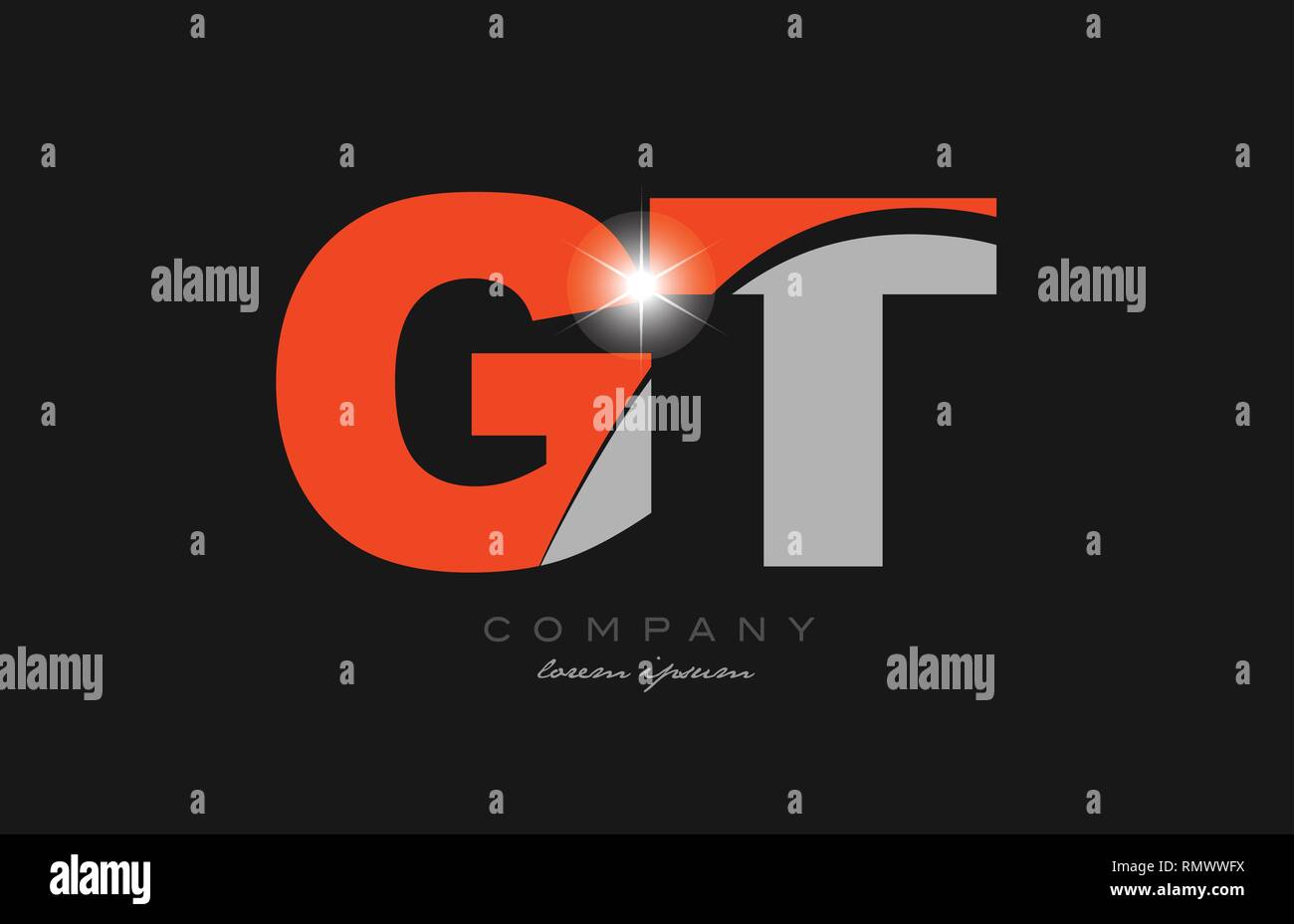 combination letter gt g t in grey orange color alphabet logo icon ...