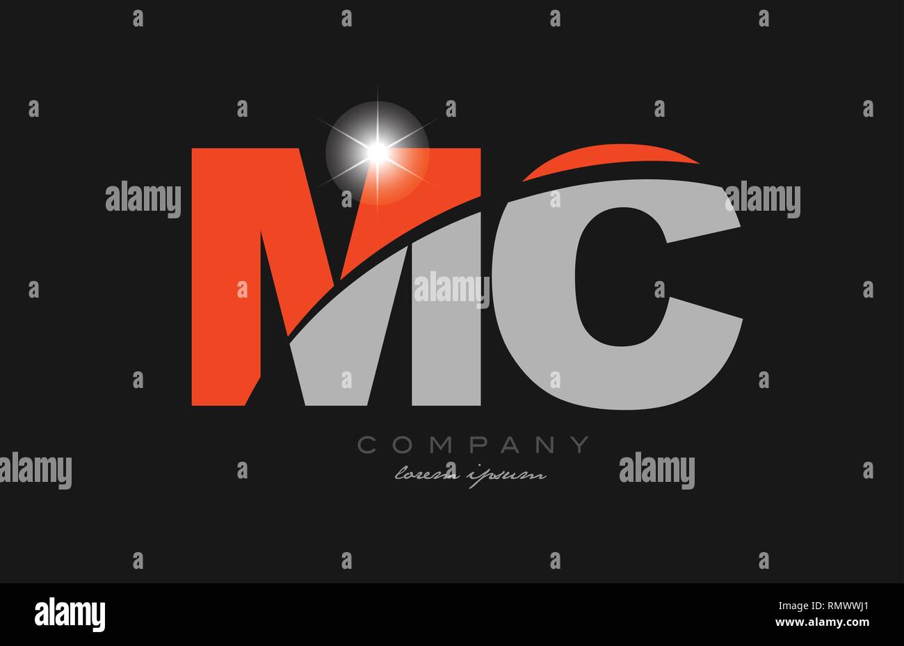 combination letter mc m c in grey orange color alphabet logo icon ...