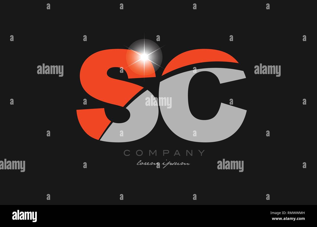 combination letter sc s c in grey orange color alphabet logo icon ...
