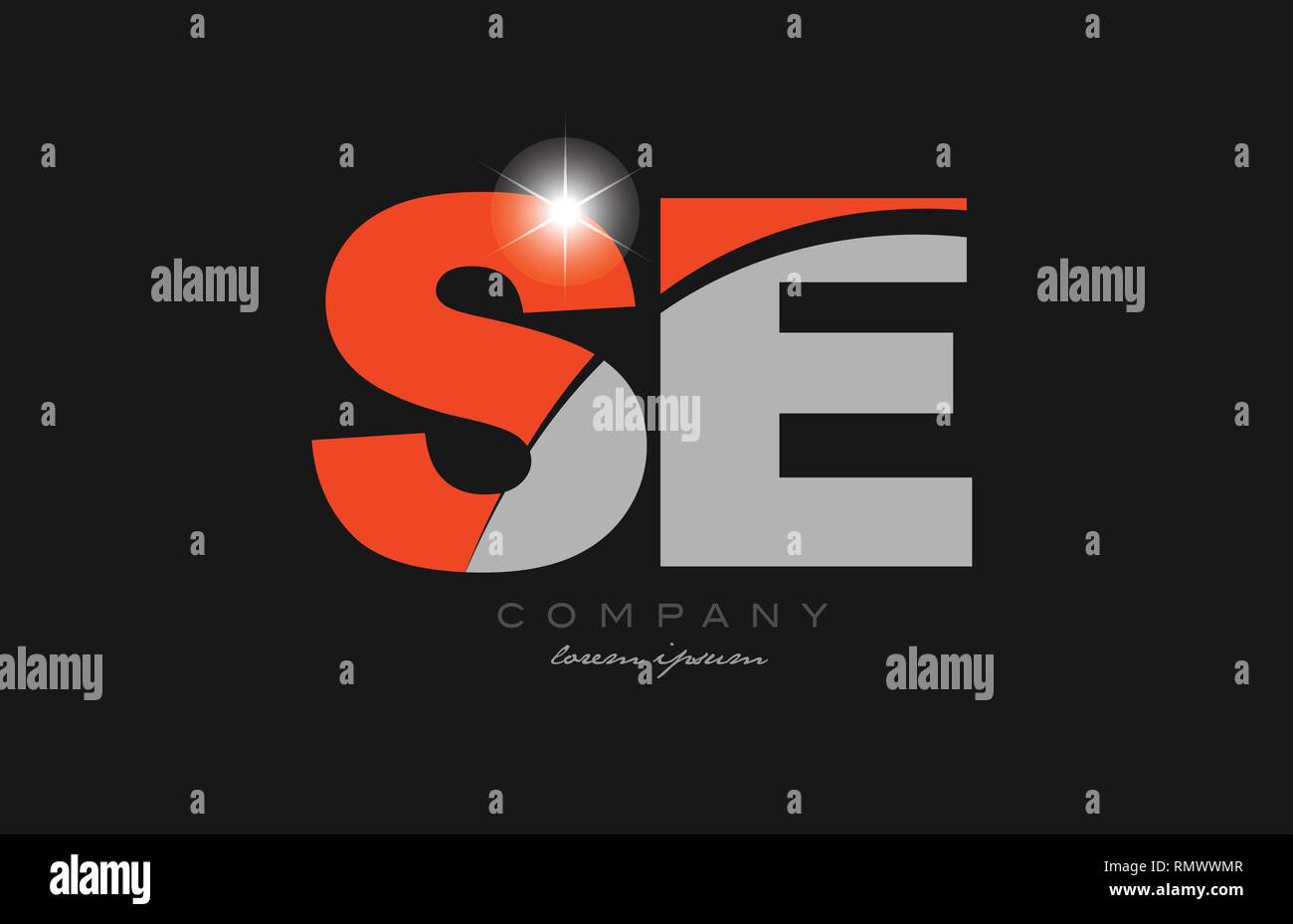 combination letter se s e in grey orange color alphabet logo icon ...